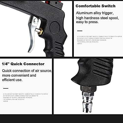 SI FANG Premium Sandblaster Sand Blaster Gun Kit,Hand Held Sand Blasting Spray Gun Adjustable Media Flow Valve,Sand Blasting Spray Tool for Air Compressor