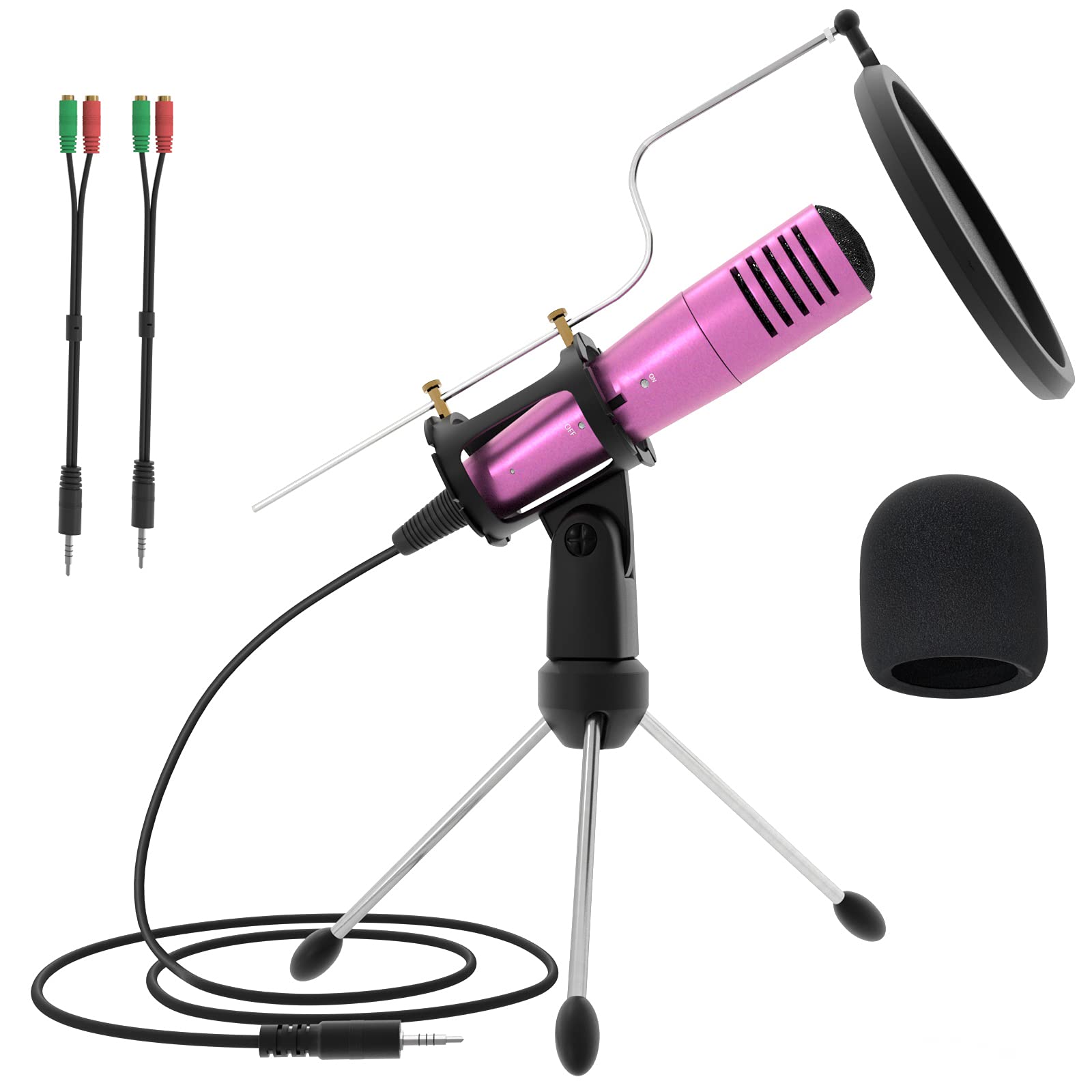 MSIZOY 3.5mm Condenser Microphone, Studio Recording Microphone w/Stand for Phone Computer Laptop Windows Mini Mic for YouTube Podcast Singing Video Live Stream Conference Facebook (Blue)
