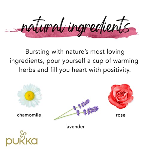 Pukka Organic Tea Bags, Chamomile, Rose and Lavender, Love Herbal Tea, 20 Count (Pack of 3)