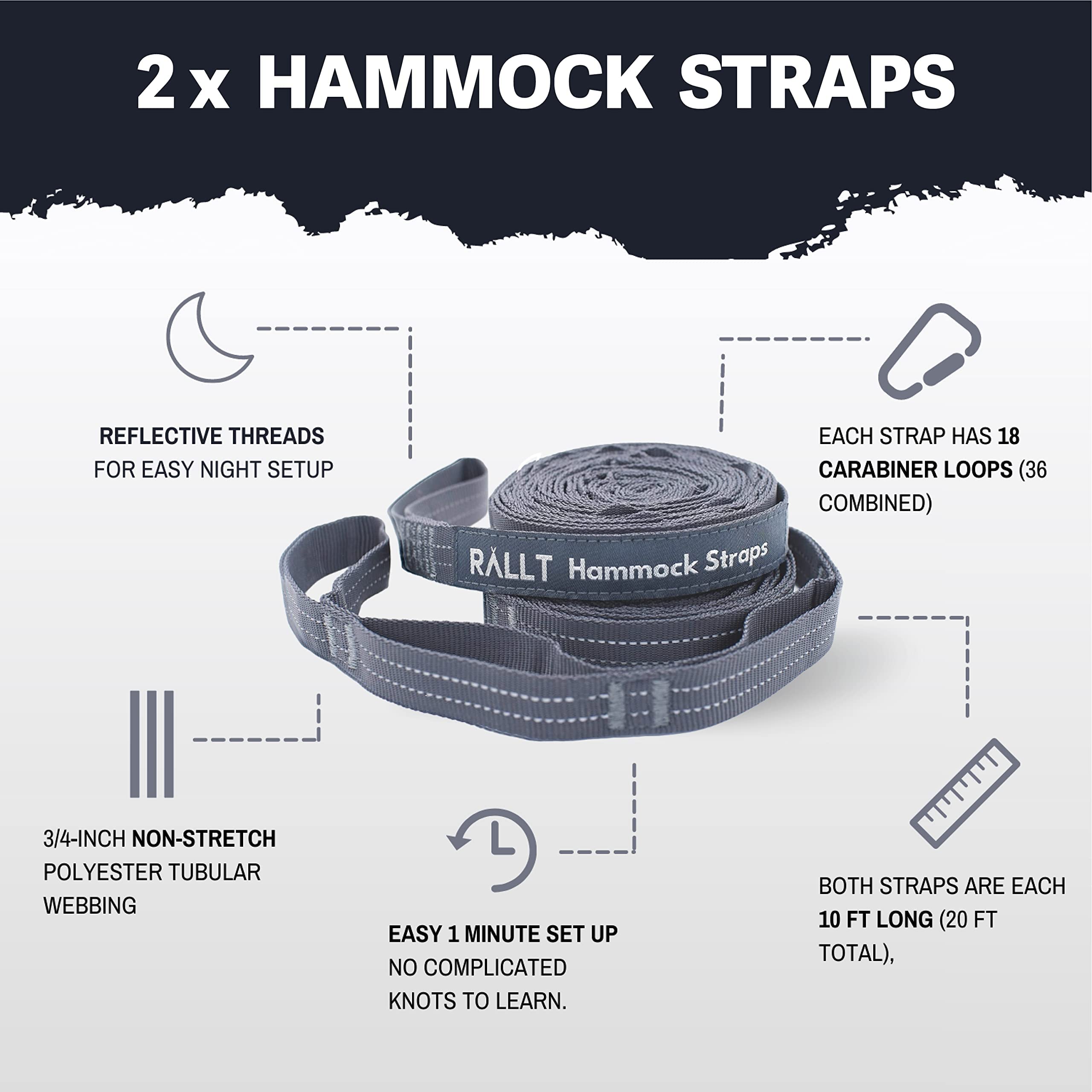 RALLT Camping Hammock with Carabiners - Includes Ripstop Parachute Nylon Hammock, & 2 Wire Gate Carabiners - Outdoor Gear - (Camo)