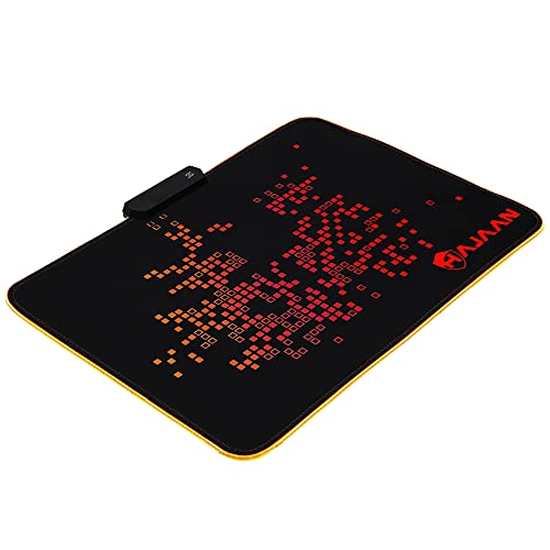 RGB Gaming Mouse Pad Mat- HAJAAN Customizable RGB Lighting Mouse mat with Non-Slip Rubber Base, Soft Computer Mousepad for Gaming and Working -MacBook, PC, Laptop, Desktop- Black