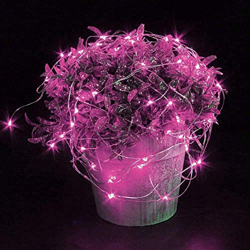Kubert 12 Pack Led Fairy Lights Battery Operated String Lights Waterproof Silver Wire, 7 Ft 20 Led Firefly Starry Moon Lights for DIY Wedding Party Bedroom Patio Christmas(Pink)