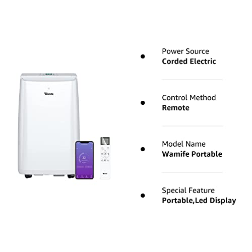 Wamife 12000 BTU Portable Air Conditioner, Smart Indoor Air Conditioner Voice Control with Alexa & Google Home, Cools Up to 700 Sq.Ft. Portable AC Unit with Remote Control, Window Kit