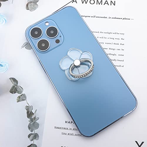 WOGROO Cell Phone Ring Holder Stand Compatible All Mobile Phones or Phone Cases, Transparent Phone Ring Holder Finger Kickstand 360°Degree Rotation Clear Phone Ring Grip, 2 Silver