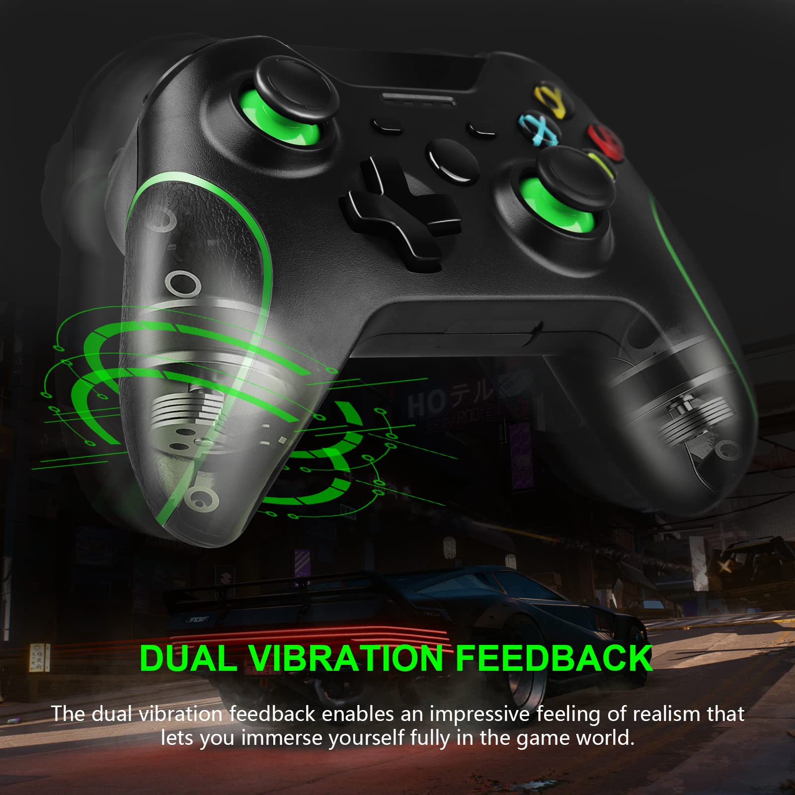 PomisGam Wireless Controller Compatible with Xbox One - 2.4GHz Game Controller Built-in Dual Vibration Gamepad Compatible with Xbox One/One S/One X/One Series X/S/Elite/PC Windows 7/8/10 (Black)