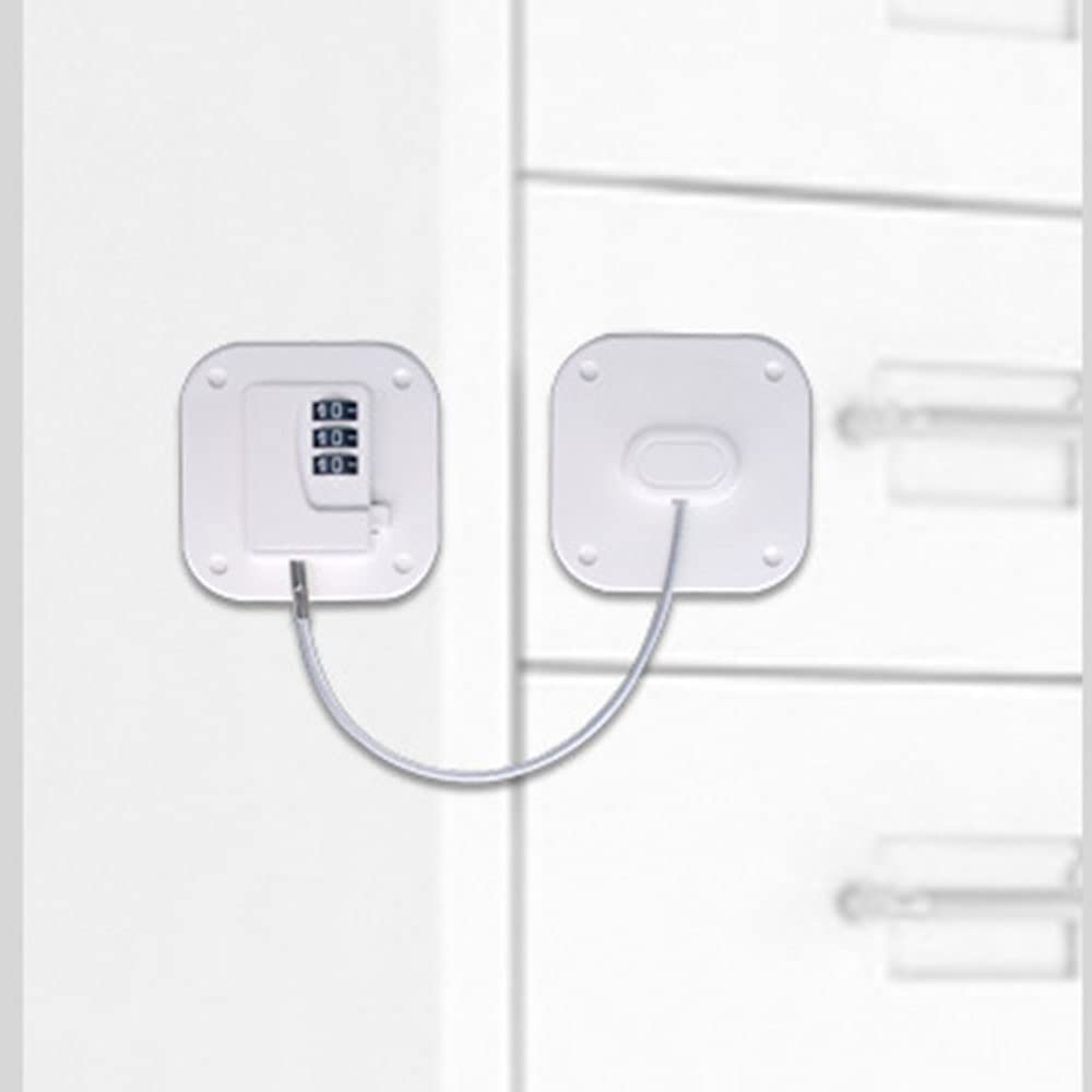 LENGXINGWYA Refrigerator Lock, Keyless Combination Lock, White, 3 Digit Password, Adhesive Mounting, Suitable for Home Appliances
