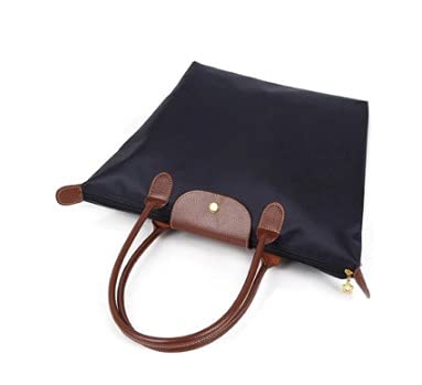 New beach handbag fashion lady handbag Tote Oxford shoulder bag female waterproof dumpling folding shopping bag (Black, 44CM (length)30CM (height)18(width))