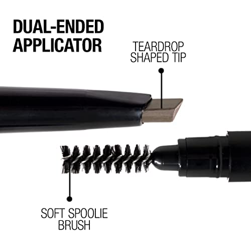 Palladio Brow Definer Retractable Pencil, Triangular Tip Fills Brows for a Natural Look, Tame and Shape Eyebrows with Spoolie Brush, Eyebrow Shaper, Buildable Light to Dark Colors, (Taupe)