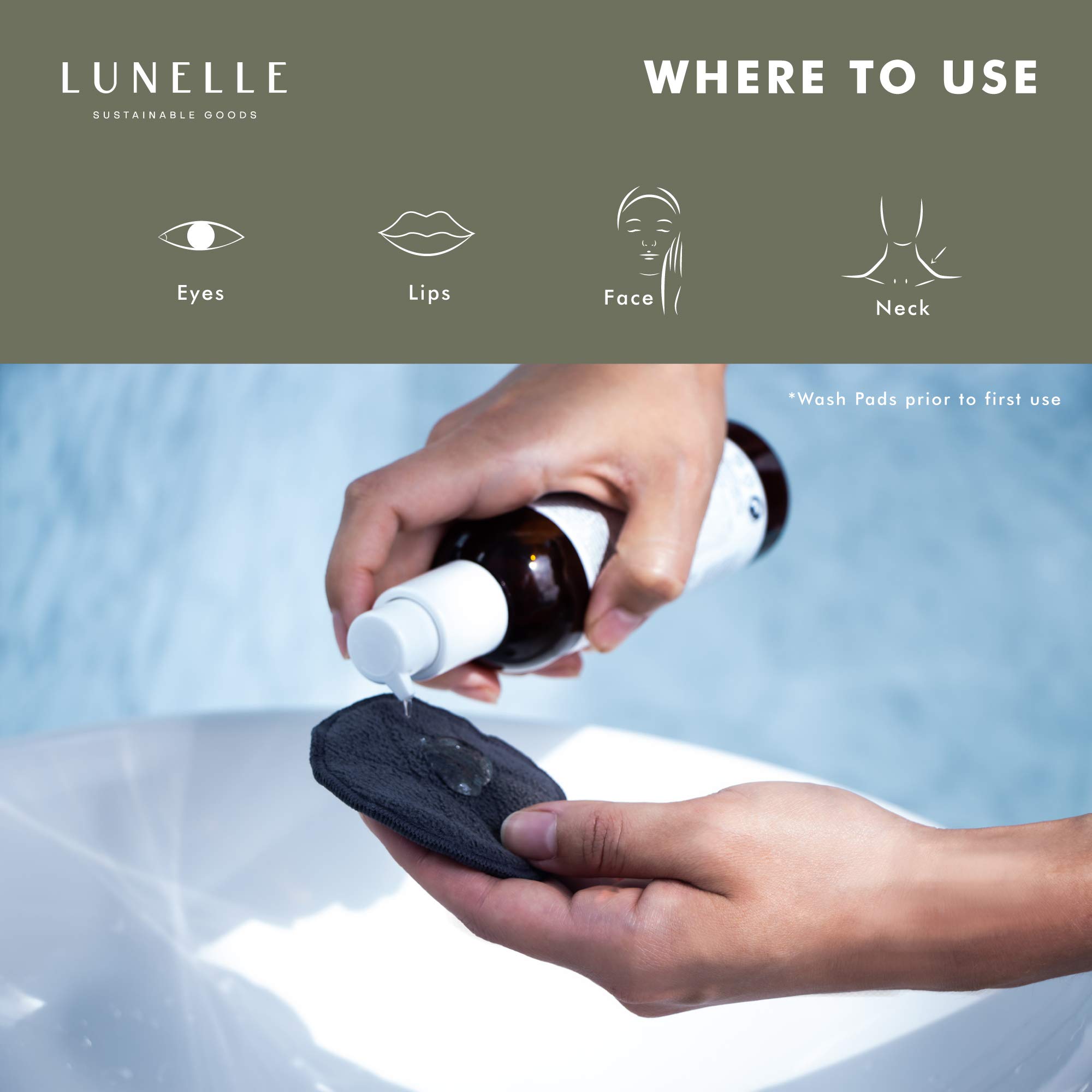 Lunelle Charcoal Bamboo Reusable Makeup Remover Pads 12 Pack - Reusable Face Pads with Laundry Bag + Charcoal Konjac Sponge Bamboo Makeup Remover Pads - Sustainable Reusable Cotton Pads Face Gift Set