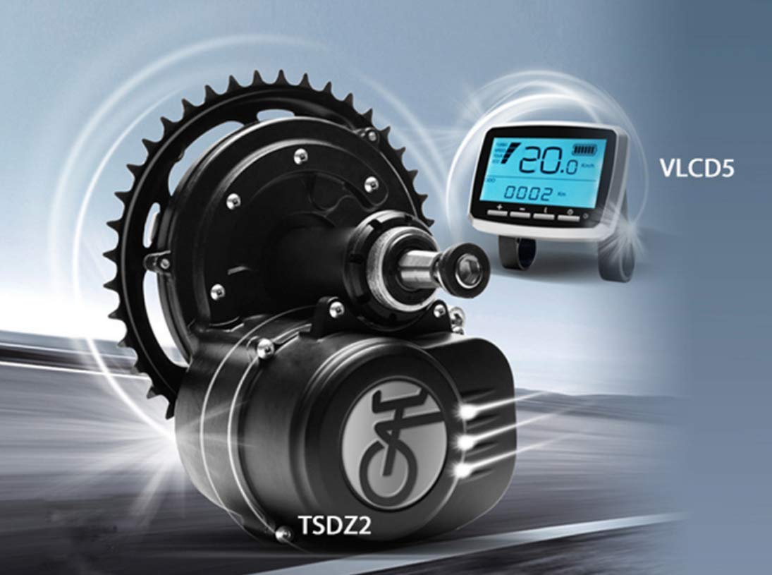 lundeng TSDZ2 36V 250W Brushless Geared Mid-Drive Motor eBike Conversion Kits with Integrated Controller, Torque Sensor and LCD Display VLCD5