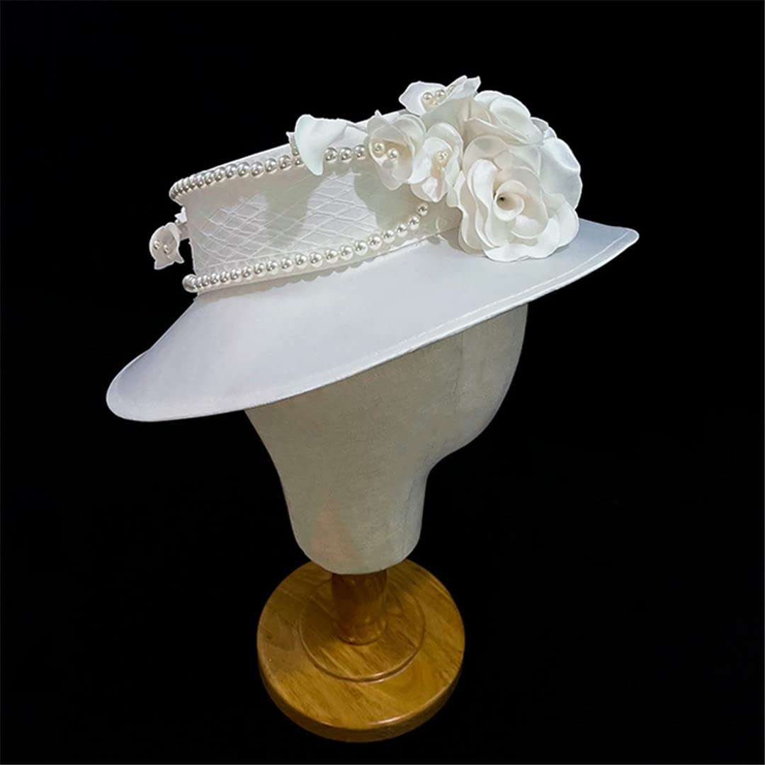 Satin Bridal Hat Cocktail Wedding Party Headwear Tiara Formal Flower Pearl Hair Accessories One Size