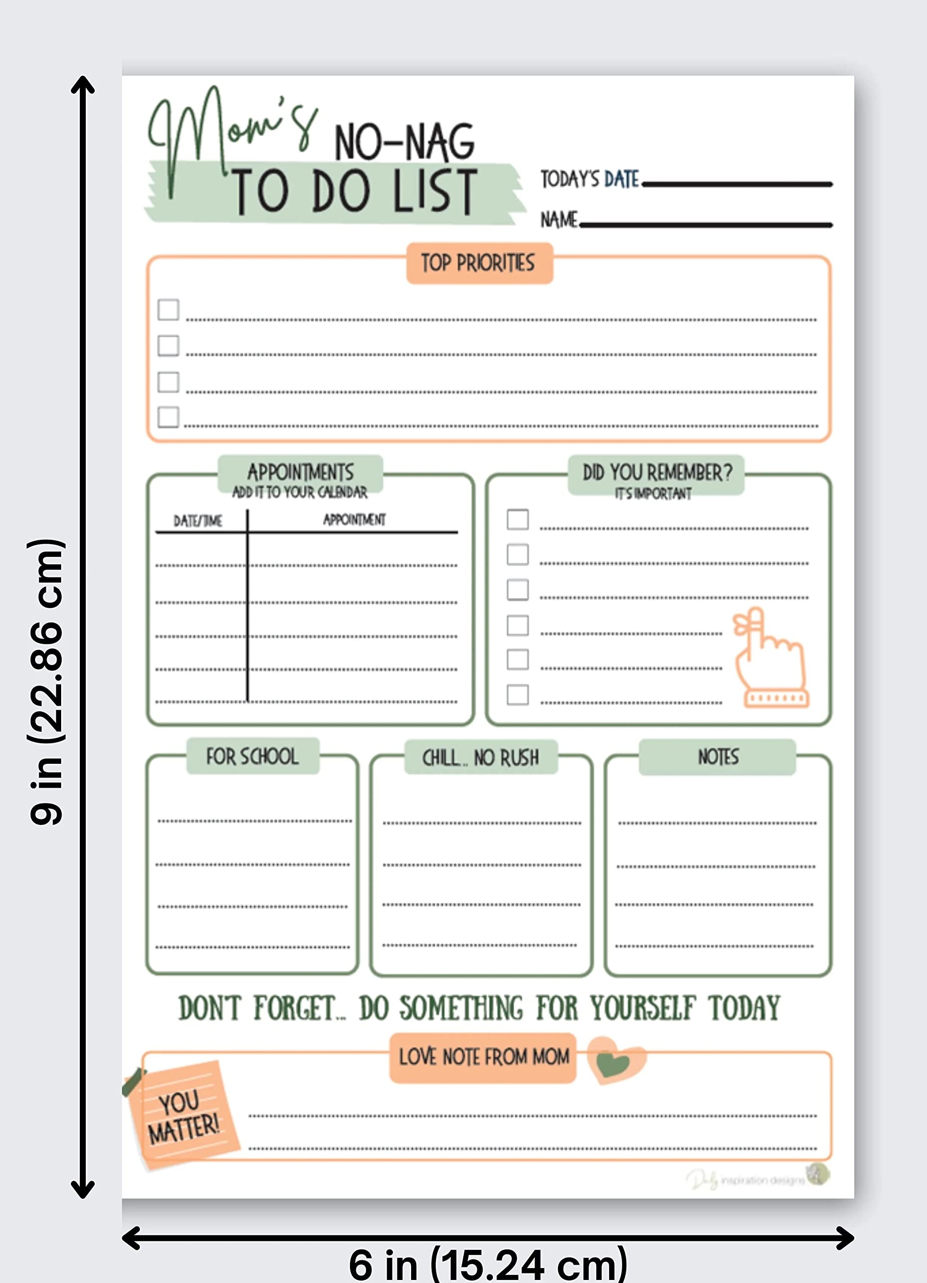 Mom's No-Nag To-Do List, 50 Tear-Off 6"x9" Sheet Pad (Perfect for Tweens and Teens) - Organizer, Scheduler, Daily Planner, Productivity Tracker for Organizing Goals, Notepad