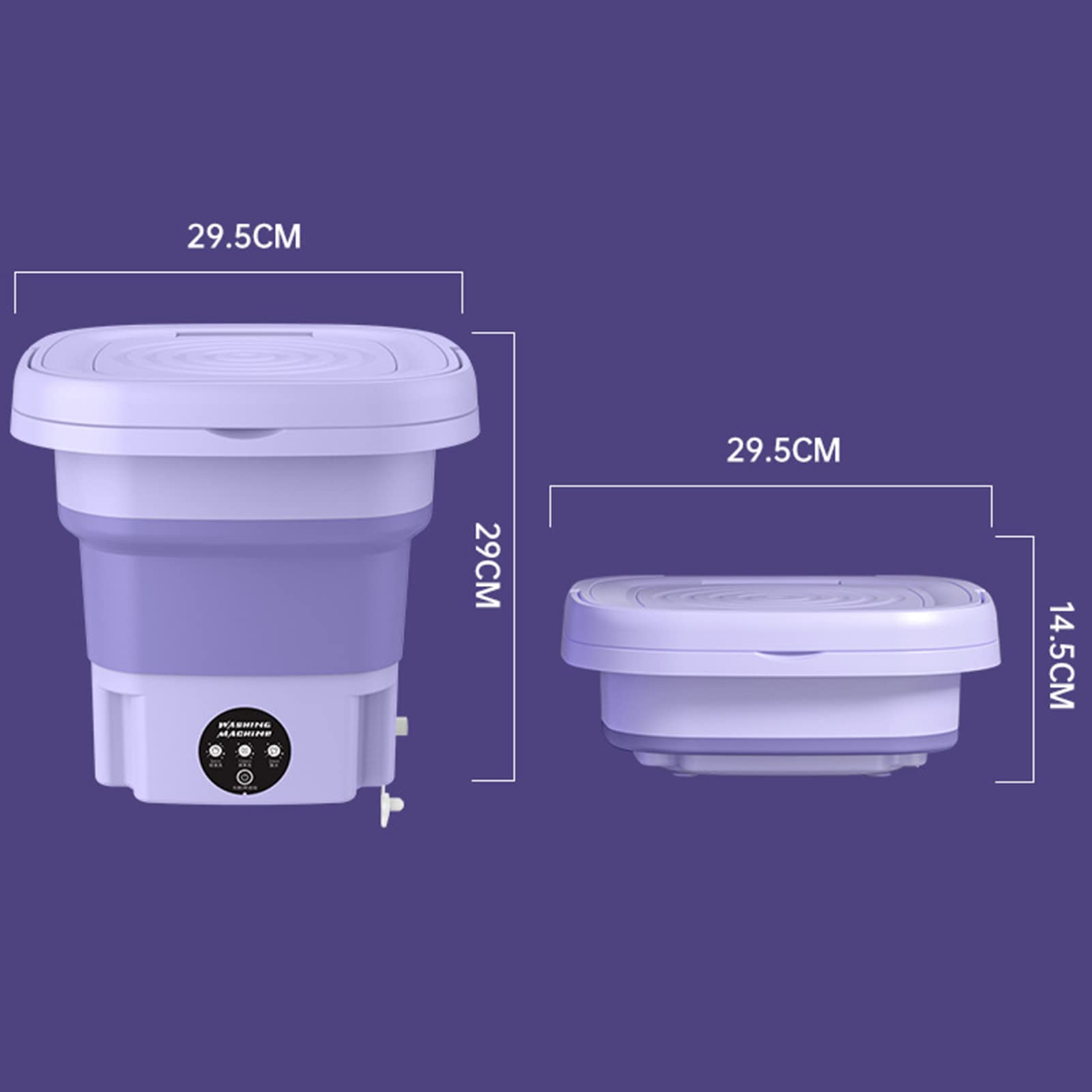 Meideli Portable Washing Machine - Foldable Mini Small Portable Washer Washing Machine with Drain Basket for Travelling, Camping, Apartment, Dorm (Purple)