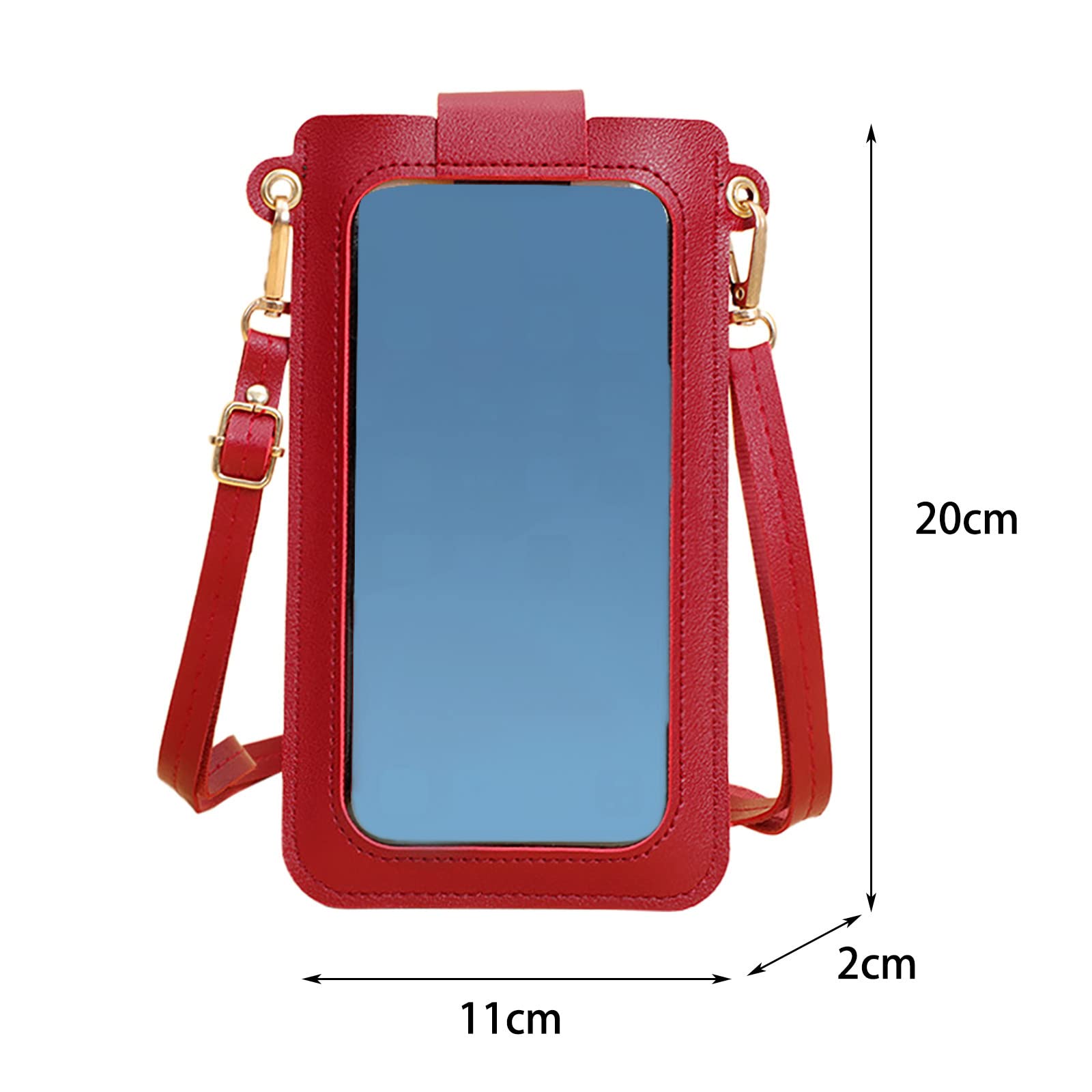 Small Crossbody Cell Phone Purse for Women Fashion Artificial Leather Solid Color Hasp Transparent Phone Bag