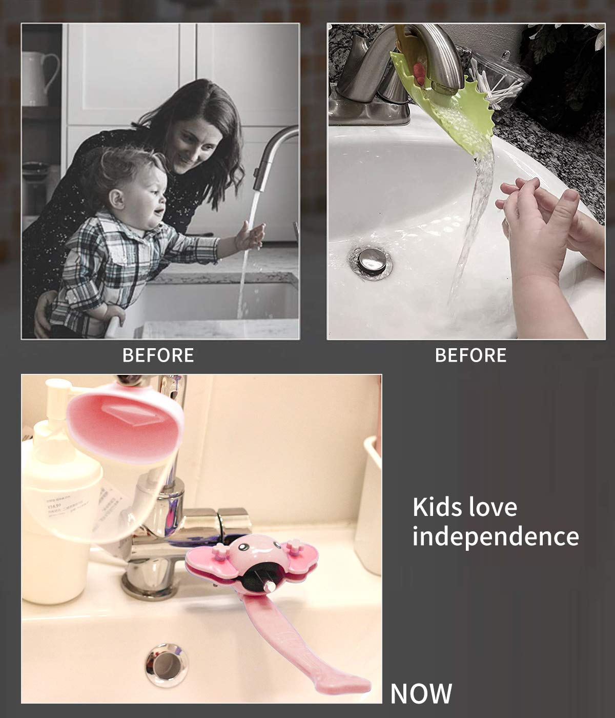 LUOYA Faucet Handle Extender+Faucet Extension Faucet Guide Sink Extender Set,A Safe Convenient Faucet to Make Washing Hands Attachment and Let Hand Washing in Children More Intersting
