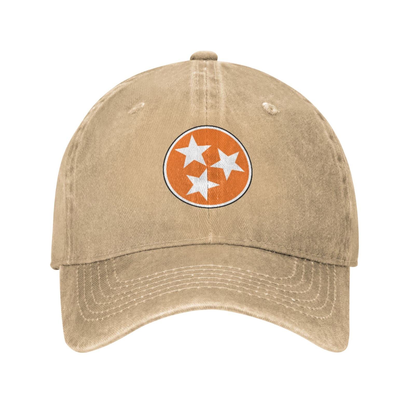 ryewry Tennessee Orange Tristar Baseball Cap for Men Women Dad Hat Denim Adjustable Trucker Hat