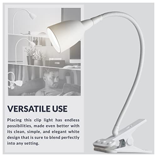 Newhouse Lighting NHCLP-OL-WH Olivia LED Clamp Light Desk Lamp with Flexible Gooseneck, 3 Brightness Levels & 3 Color Modes, White