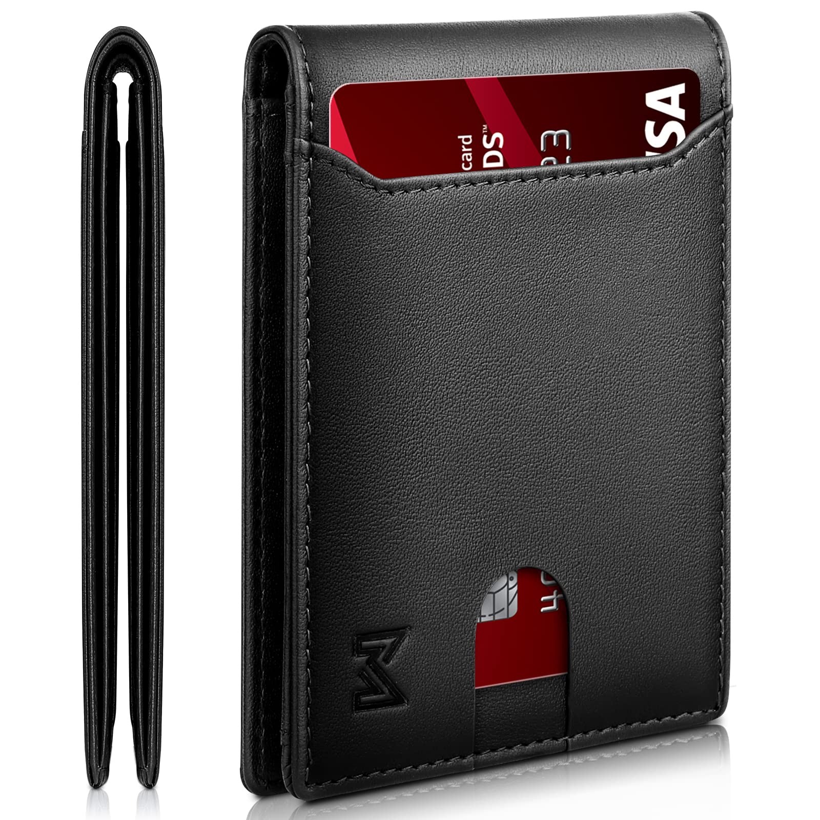 MIROMIHO Genuine Leather Slim Wallet for Men Minimalist Bifold RFID Blocking with Gift Box