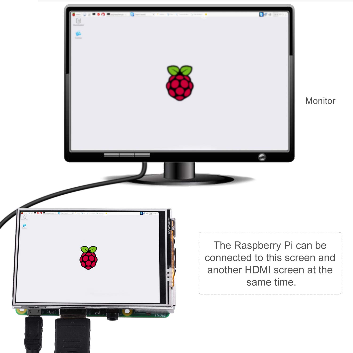 kuman Raspberry Pi 3 B+ 3.5 Inch Touch Screen with Case, 320x480 Pixel Monitor TFT LCD Game Display [Support Raspbian, Ubuntu, RetroPie, Kali]