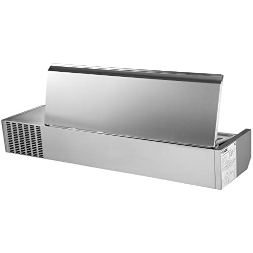 VEVOR Refrigerated Condiment Prep Station, 71-Inch, 19.8Qt Sandwich/Salad Prep Table with 5 1/3 Pans & 4 1/6 Pans, 150W Salad Bar with 304 Stainless Body and Cover Temp Adjuster One-Click Defrosting