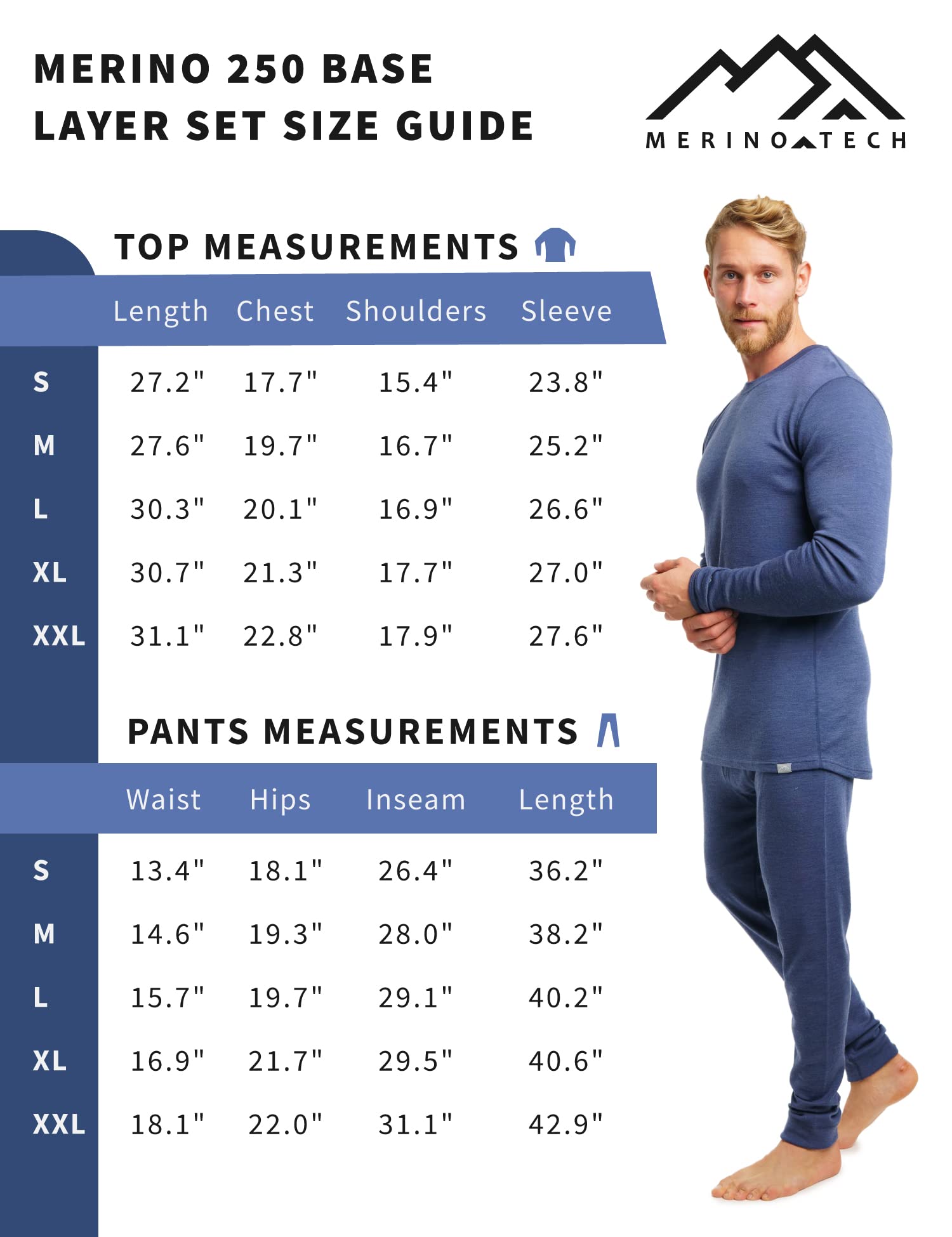 Merino.tech Merino Wool Base Layer Mens Set - Midweight Merino Wool Thermal Underwear For Men Top, Bottom (Medium, 250 Black)