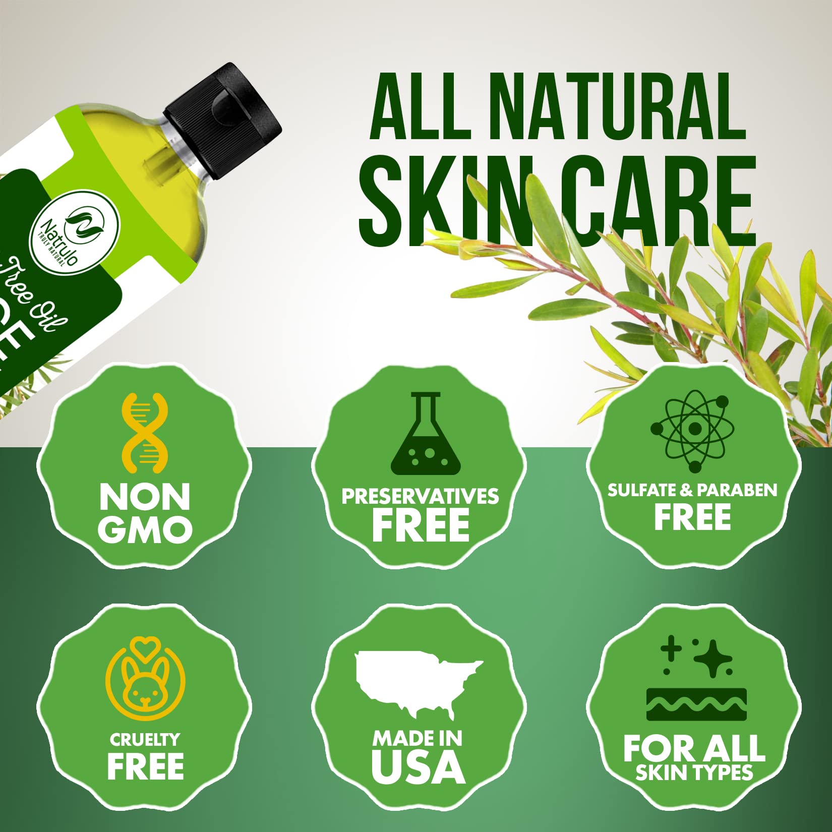 Tea Tree Oil Face Wash, 4oz β Tea Tree Soap Natural Skin Cleanser β Pure Essential Oil Infused Skincare Cleansing Face Soap, Made in USA