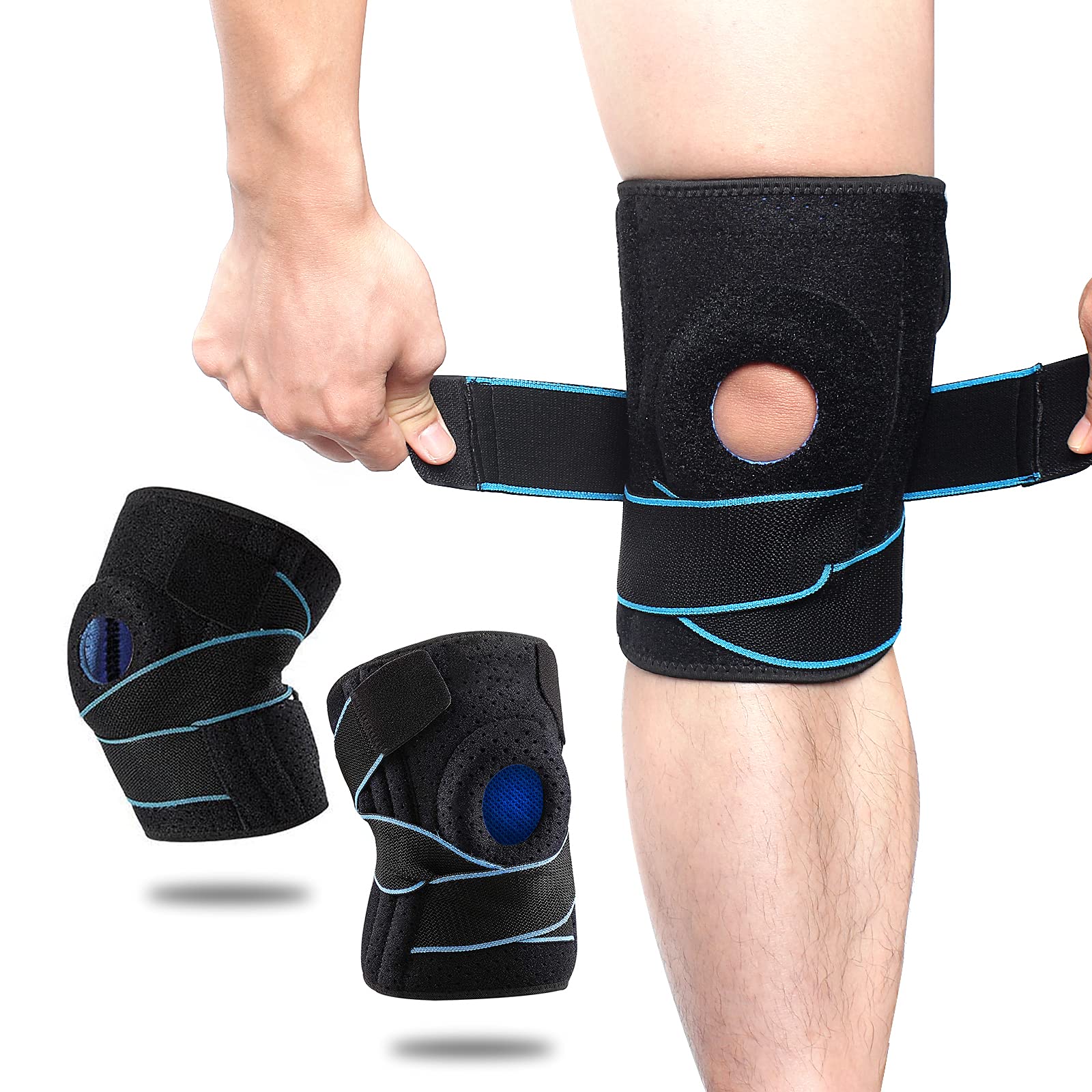 Pixel Panda 2 Pack Adjustable Knee Brace For Knee Pain (Medium)