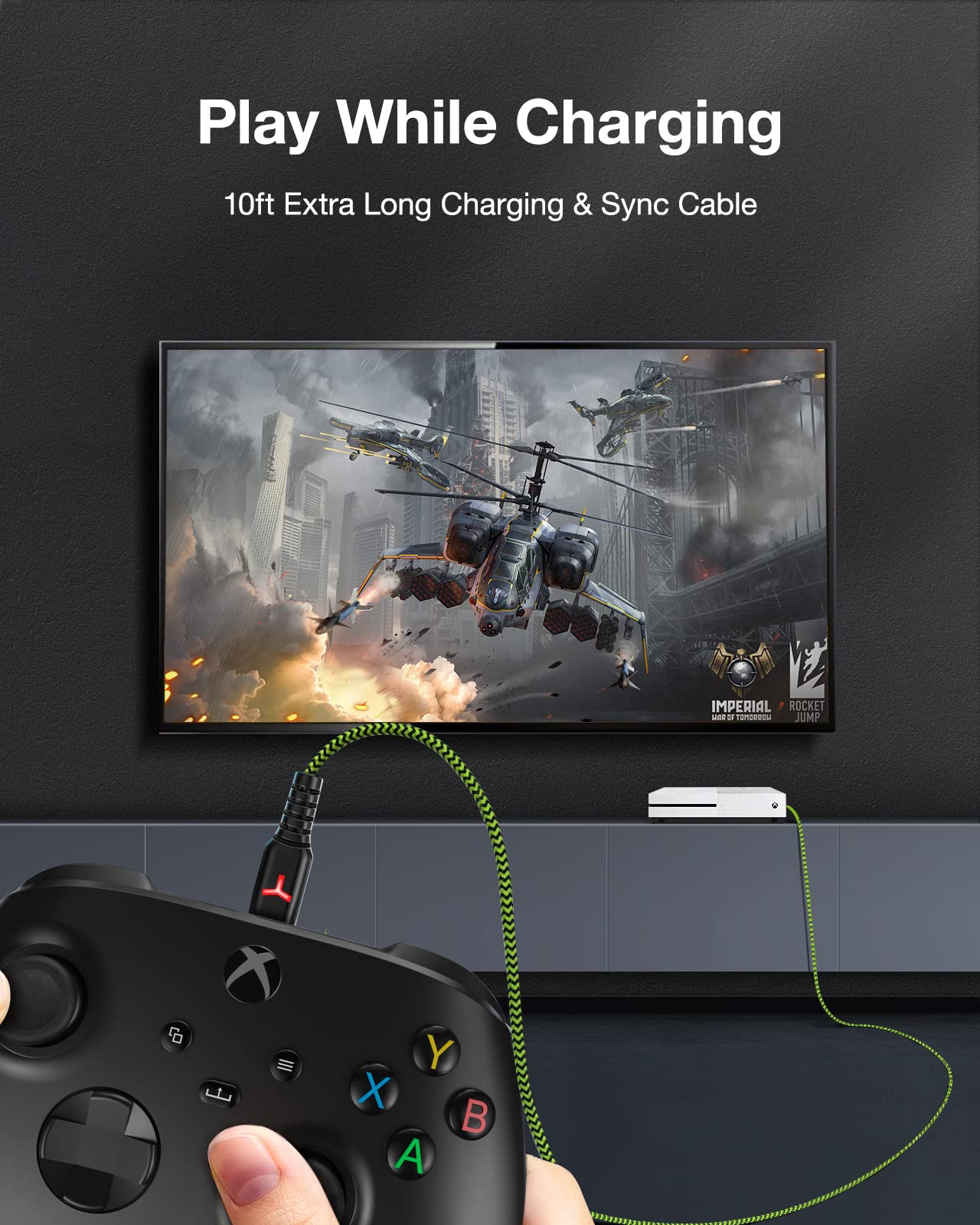 Rechargeable Controller Battery 2 Pack for Xbox One Xbox Series X S with 4 Battery Cover Xbox Play and Charge Kit with 10FT TeslaY Design USB Charging Cable for Xbox 1 S/X/Elite Wireless Remote