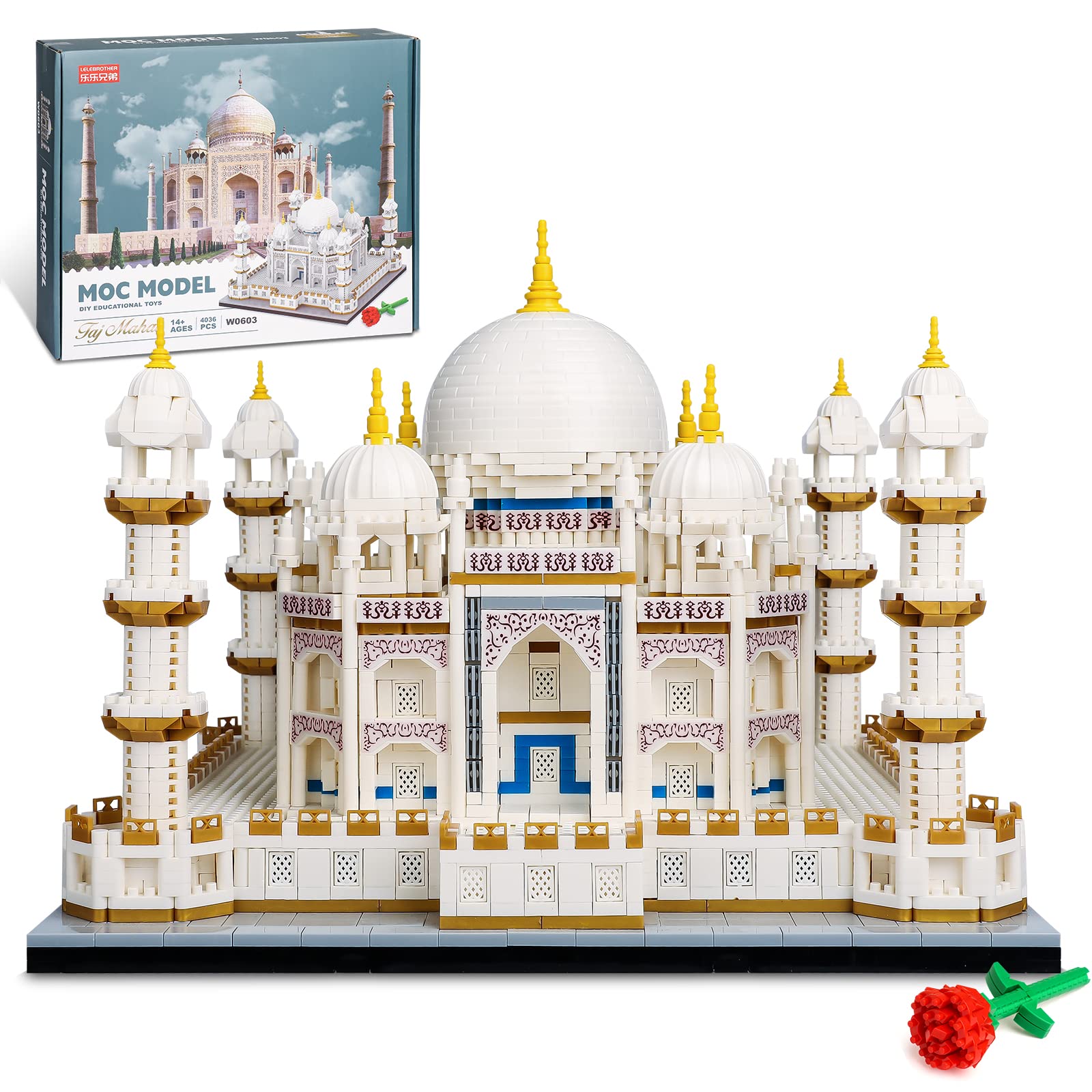 QLT Micro Mini Blocks Taj Mahal Architecture Building Toy Display Famous Architecture Model Kit for Adults and Kids Christmas Birthday Gift (4036 โPieces)