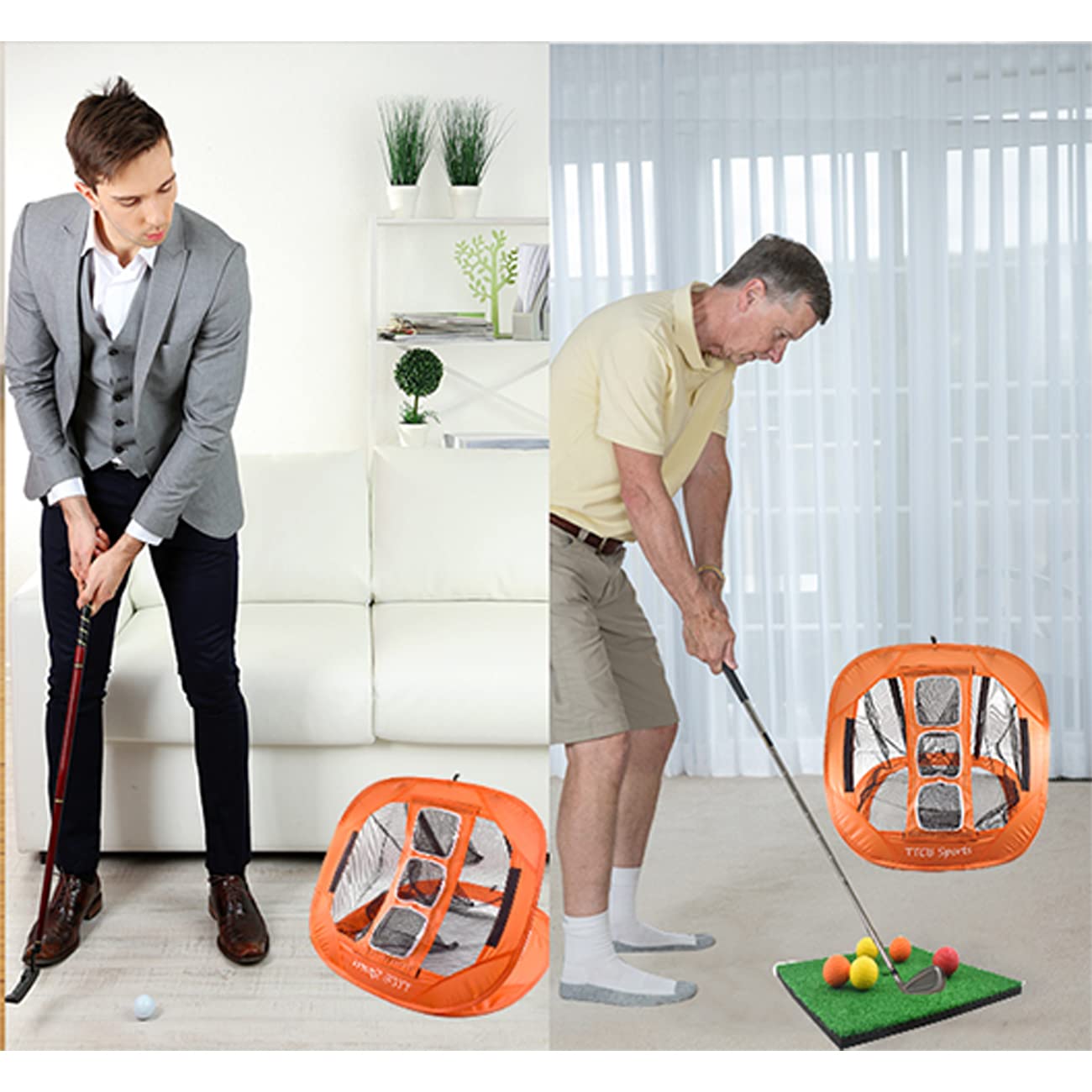 Pop Up Golf Chipping Net, Chipping Net Golf Target Removable, 1 Golf Net with 2 Hitting Mats and 16 Training Balls, Indoor/Outdoor Golf Training Equipment, Golf Gifts for Men And Womens