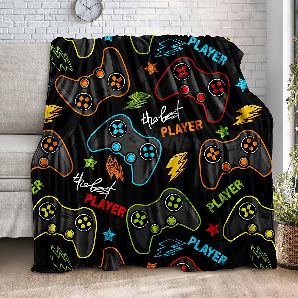 lirs Bedding Gaming Throw Blanket 60" x 50’’ Super Soft, Fleece, Gamer Gift for Couch Sofa for for Kids Boys Teens Video Game (MT-A11, 60’’x50)