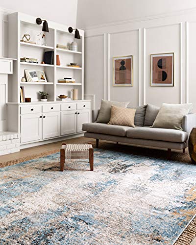 Loloi II Alchemy Collection ALC-05 Denim/Ivory, Contemporary 6'-7" x 9'-2" Area Rug
