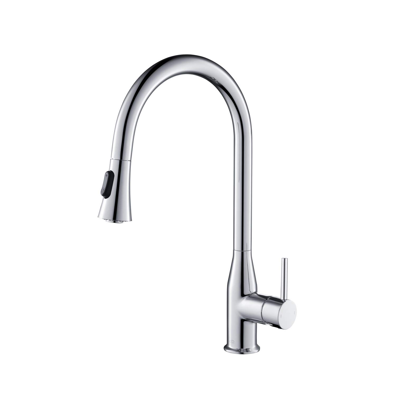 KIBI Napa Single Handle Pull Down Faucet for Kitchen Sink | Solid Brass High Arc Faucet Spout | 360 Degree Swivel Faucet with Pull Down Sprayer (Brushed Nickel) (KKF2005) (Soap Dispenser included)