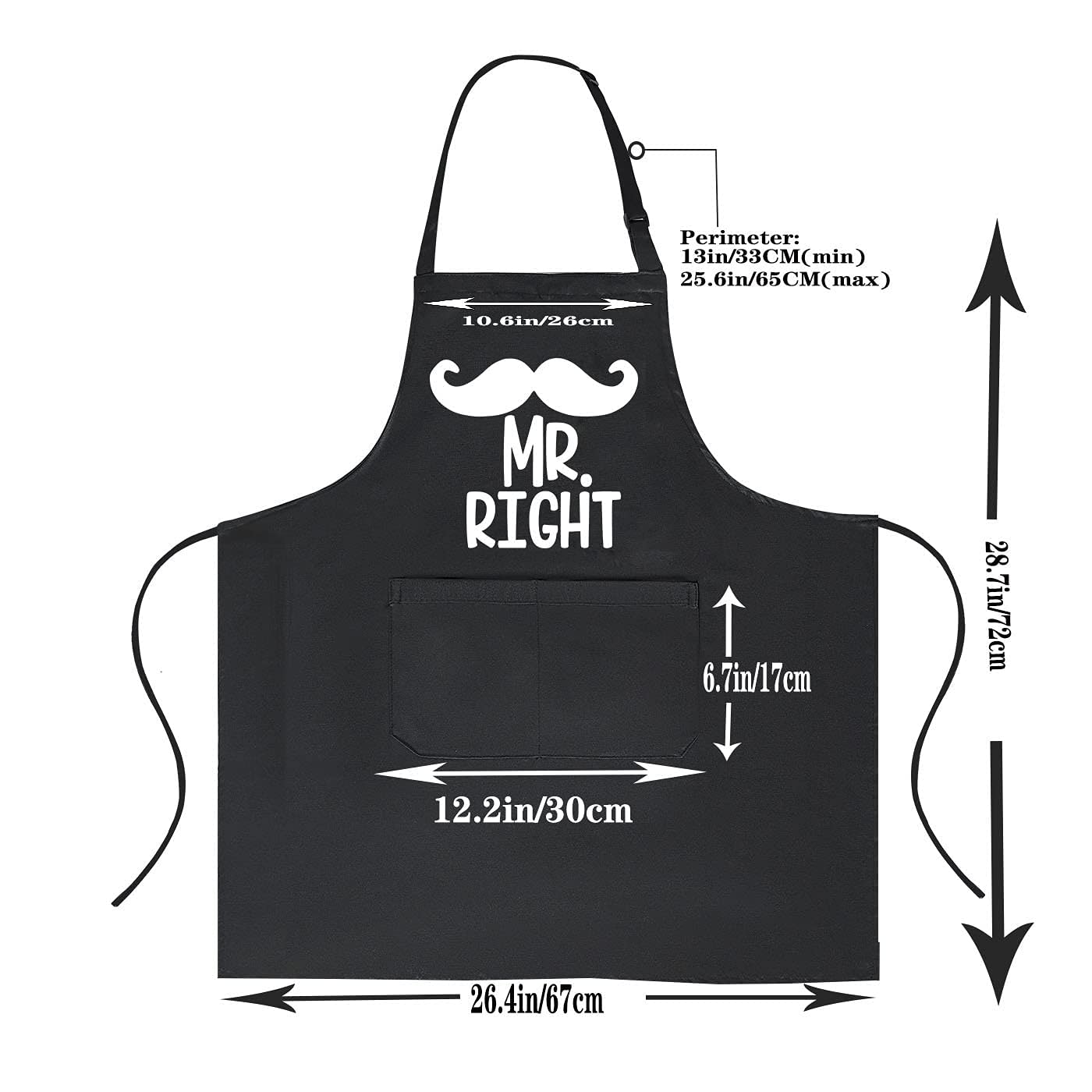 POTALKFREE Cooking Apron for Men Women with Pockets, Mr. Right Mrs. Always Right Aprons Set, Couples Gift for Engagements, Weddings, Anniversaries, Bride, Groom, Husband and Wife