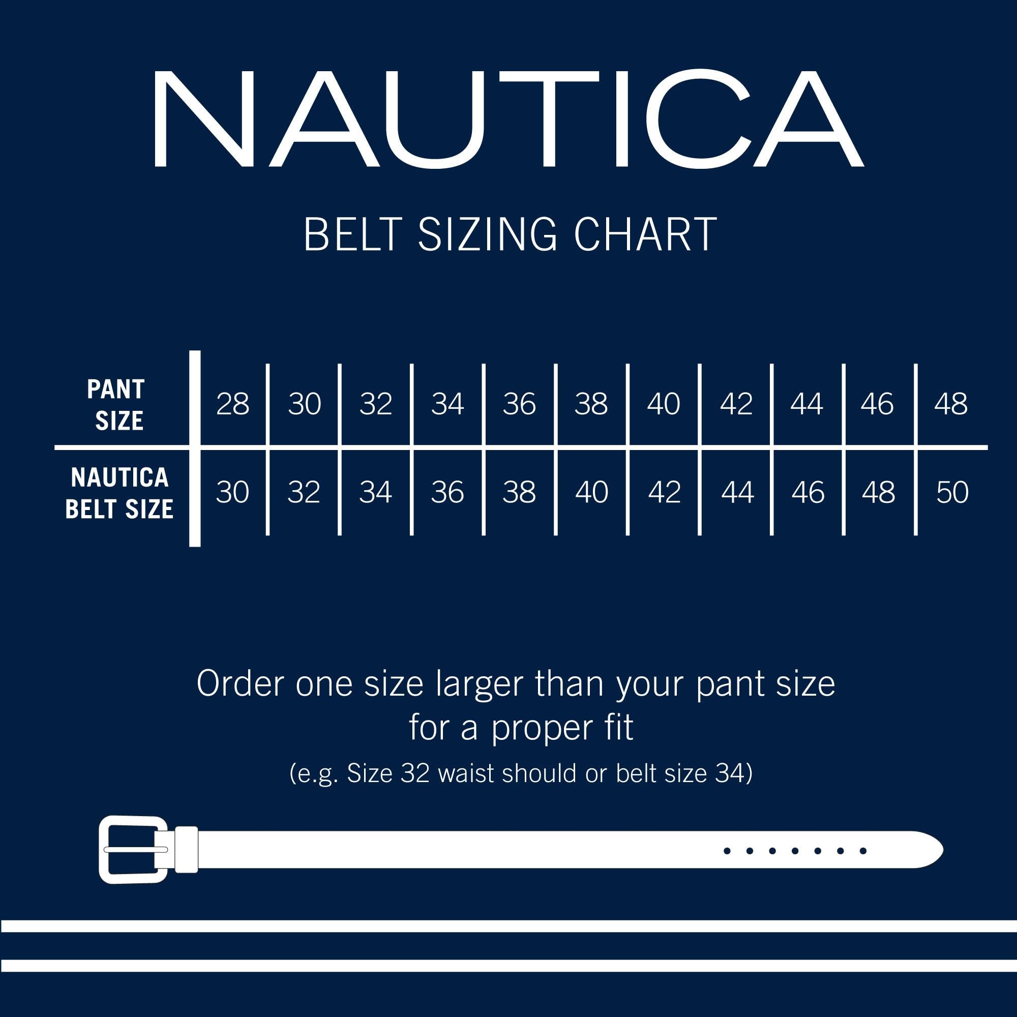 Nautica mens Signature Canvas With Leather Overlay Belt, Cognac, 34 US