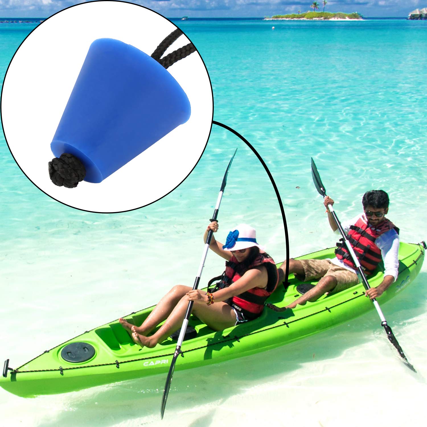 LUTER 2pcs Silicone Kayak Scupper Plug Kit Canoe Drain Holes Stopper Bung Replacement Part for Kayak Canoe(Blue)