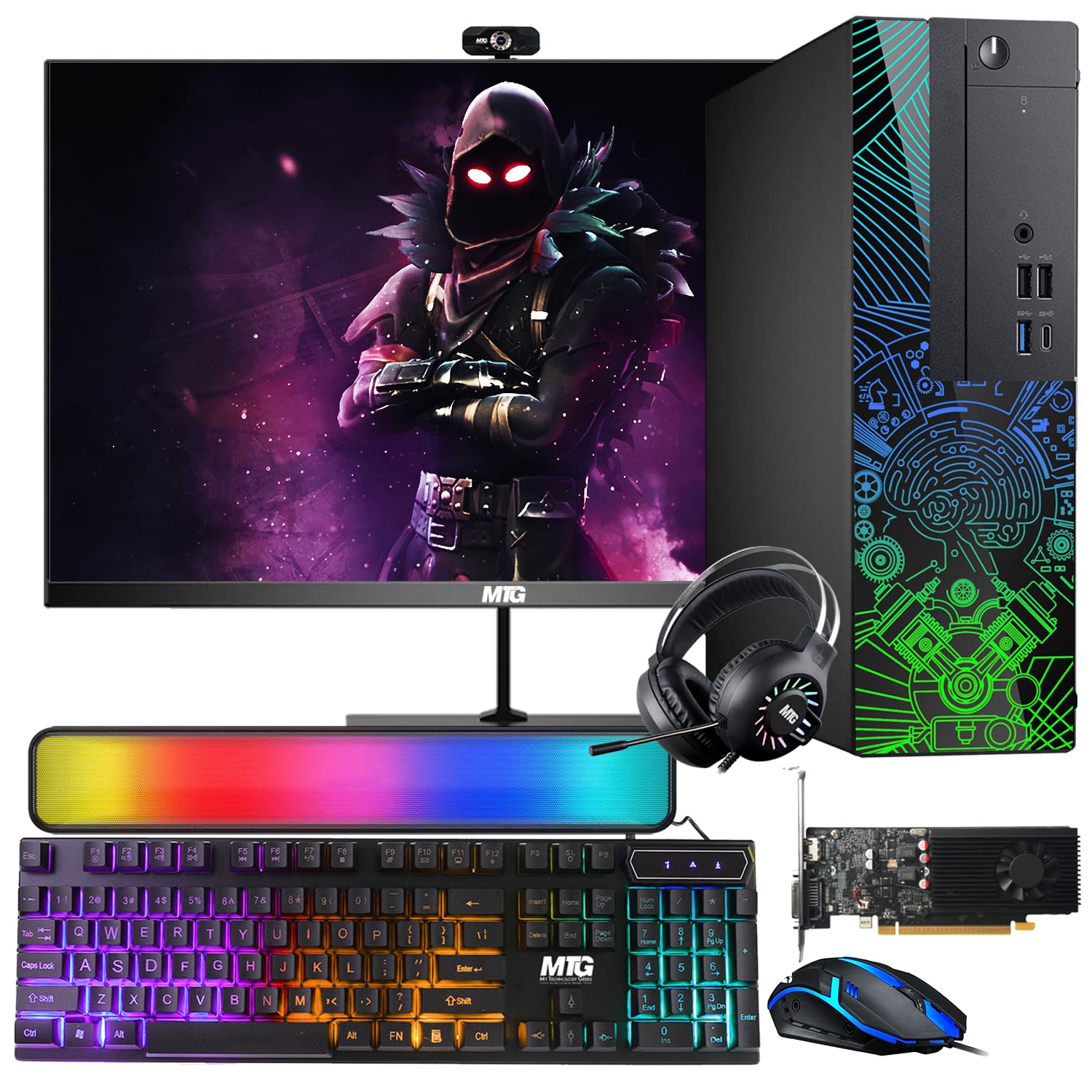 Lumos 8 Gaming Desktop PC, Intel Core i7 7th Gen, 16GB RAM, 512GB SSD, AMD RX 550 4GB GDDR5 Graphics Card, 22 Inch 75hz Monitor, PCI-E Bluetooth | Wi-Fi, RGB Kit, Win 10 Pro (Renewed)