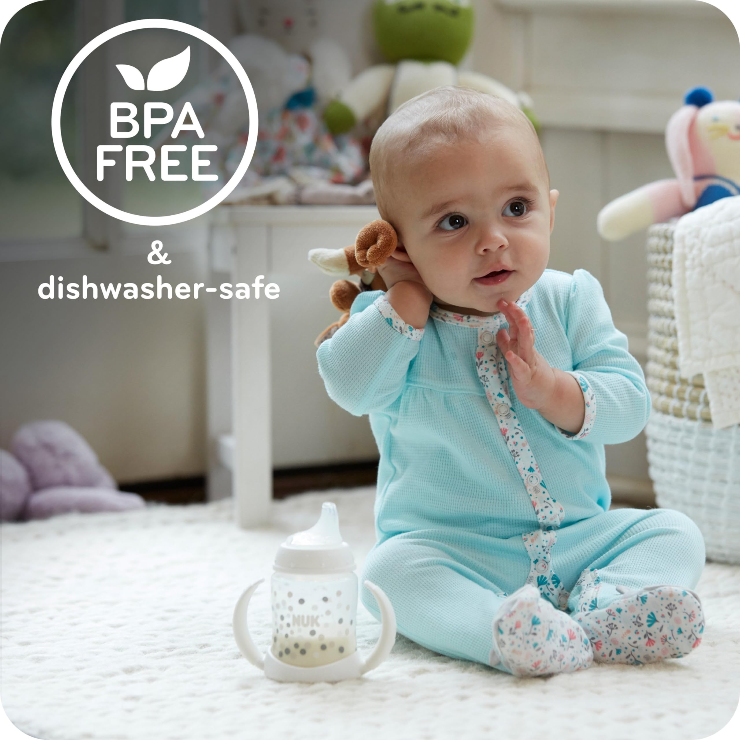 NUK Learner Cup, 10 oz, 2 Pack, 8+ Months – BPA Free, Spill Proof Sippy Cup