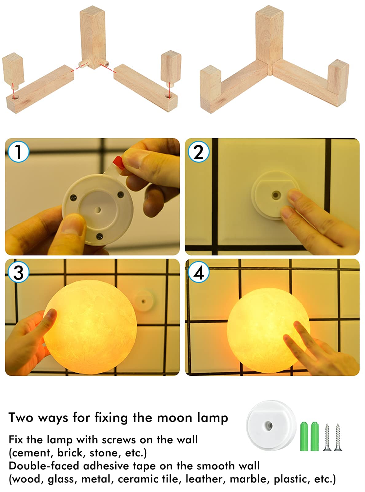 LOGROTATE Moon Lamp, Wall-Mounted Kids Night Light, 2021 Upgraded 5.96 Inch 18 Colors Sliding/Remote Control Moon Light with Unique Stand, Timing, USB Rechargeable, Wall Light Moon Decor, Best Gift