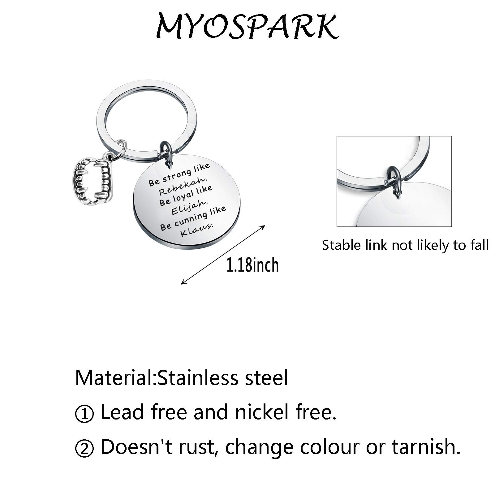 MYOSPARK V D Inspired Gift Be Strong Like Rebekah Be Cunning Like Klaus Keychain (Rebekah Elijah Klaus KC)
