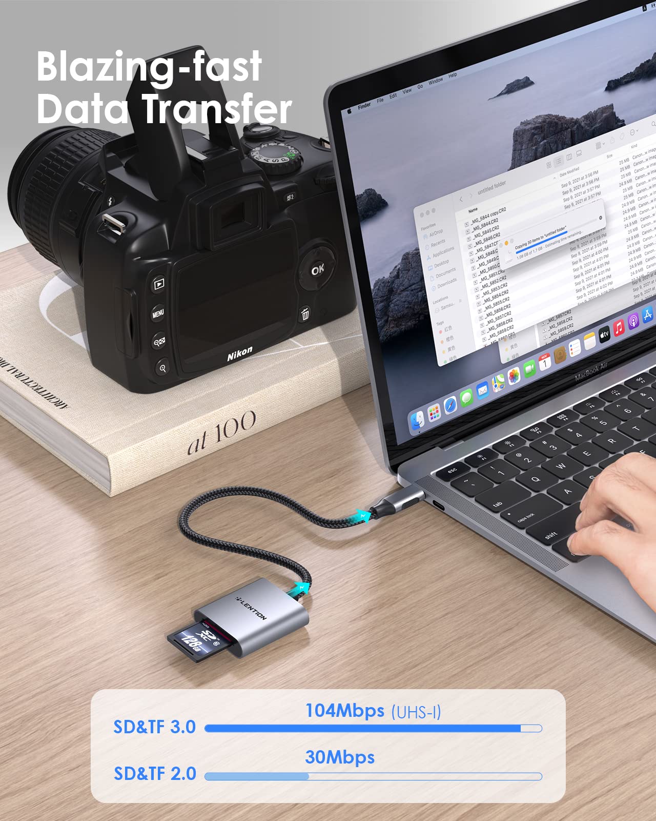 LENTION USB C to SD/Micro SD Card Reader, Type C SD 3.0 Card Adapter Compatible 2023-2016 MacBook Pro 13/15/16, New Mac Air/iPad Pro/Surface, More (CB-C8, Space Gray)