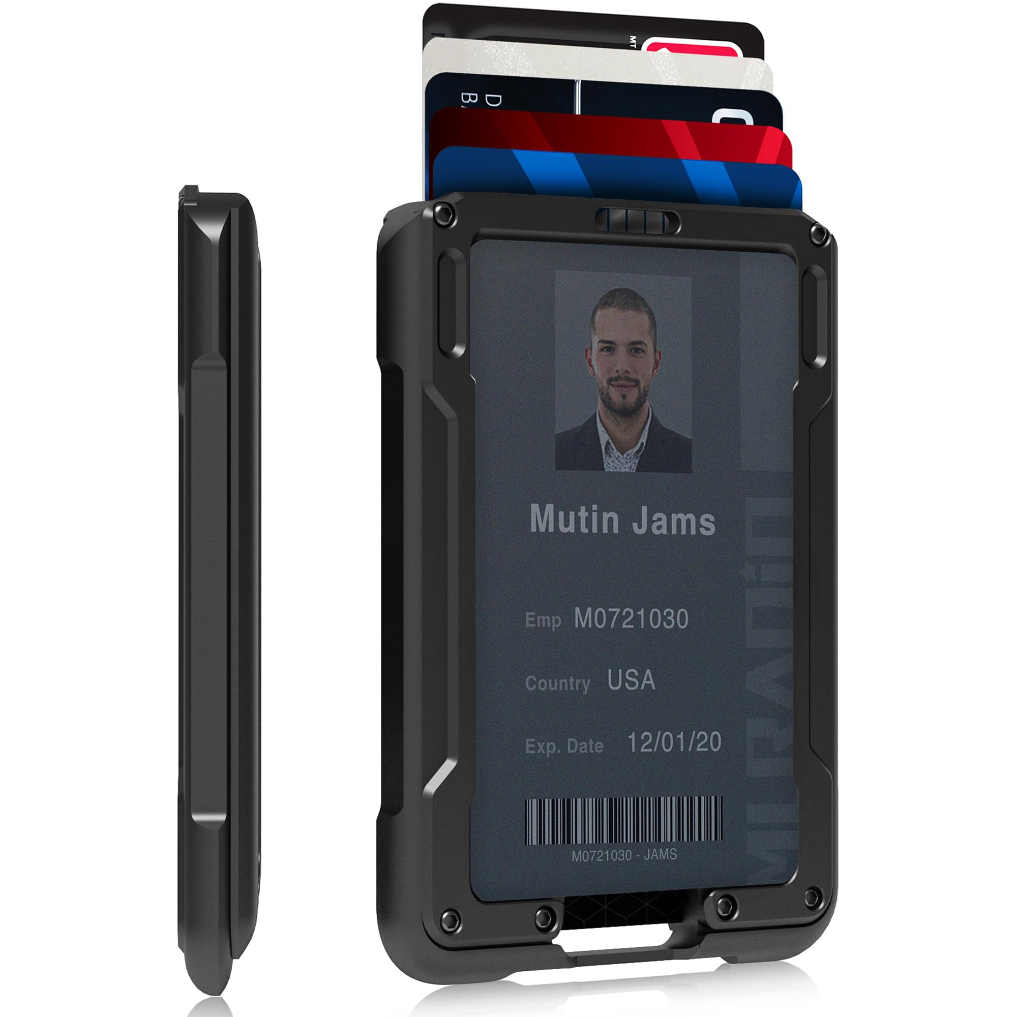 MURADIN Black Aluminum Wallet for ID ā Metal Card Holder RFID Wallets ā Minimalist Cards Case for Men