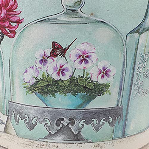 Zerodeko Small Trash Can, 10L/2.64 Gallon PU Leather Wastebasket Retro Decorative Waste Bin with Flower Patterned, Garbage Container for Bathroom, Bedroom, Kitchen, Home, Office