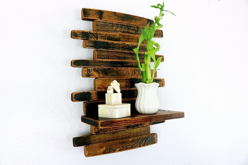 VOFMK Set of Two Whiskey Barrel Plant Shelving (Small Single x2)