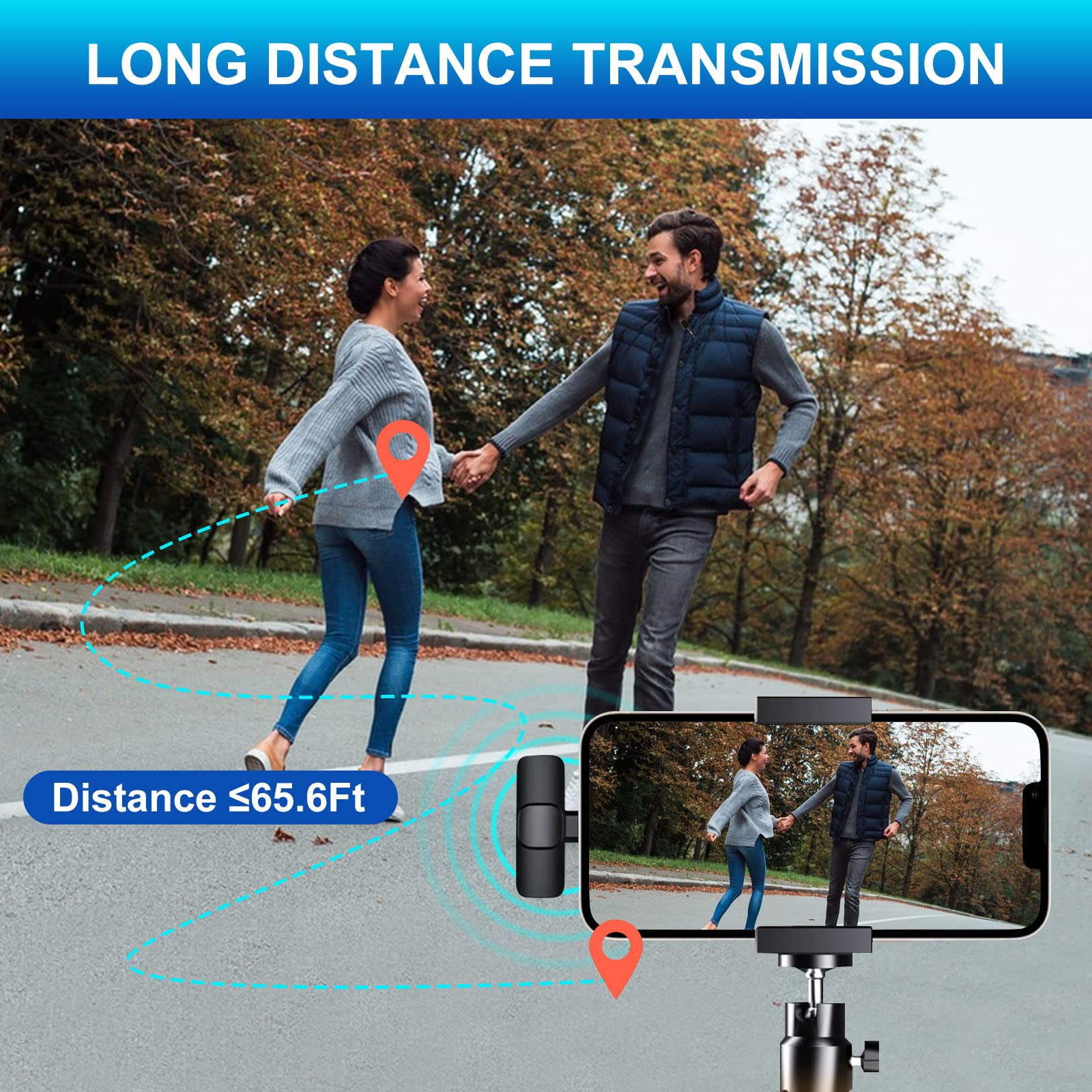 QBOMB Wireless Lapel Microphone for iPhone - Multipurpose Clip-on Microphones 360°Omnidirectional Pickup Mini Microphone Wireless Plug and Play Suitable for Live Show,Interview,Vlog Short Video