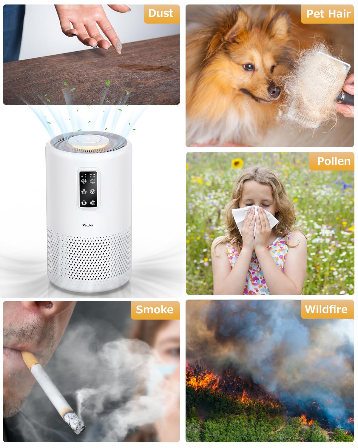 VEWIOR Air Purifiers for Home Large Room and Electric Spin Scrubber for Cleaning Bathroom Floor Tile