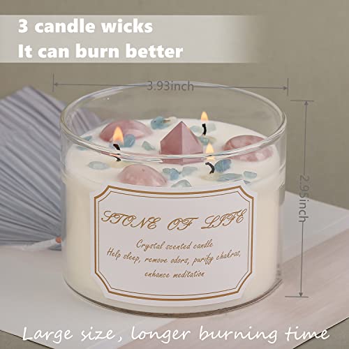 STONE OF LIFE Crystal Aromatherapy Candle, Gorgeous Candle, Great Gift for Chakra Purification, Home Yoga, Bath Therapy