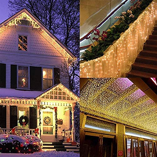 Lomotech Christmas Icicle Lights, 400 LED 80 Drops 39.4Ft 8 Modes Waterproof Christmas Lights Connectable with Timer for Holiday, Wedding Party, Eaves, Christmas Decorations (Blue)