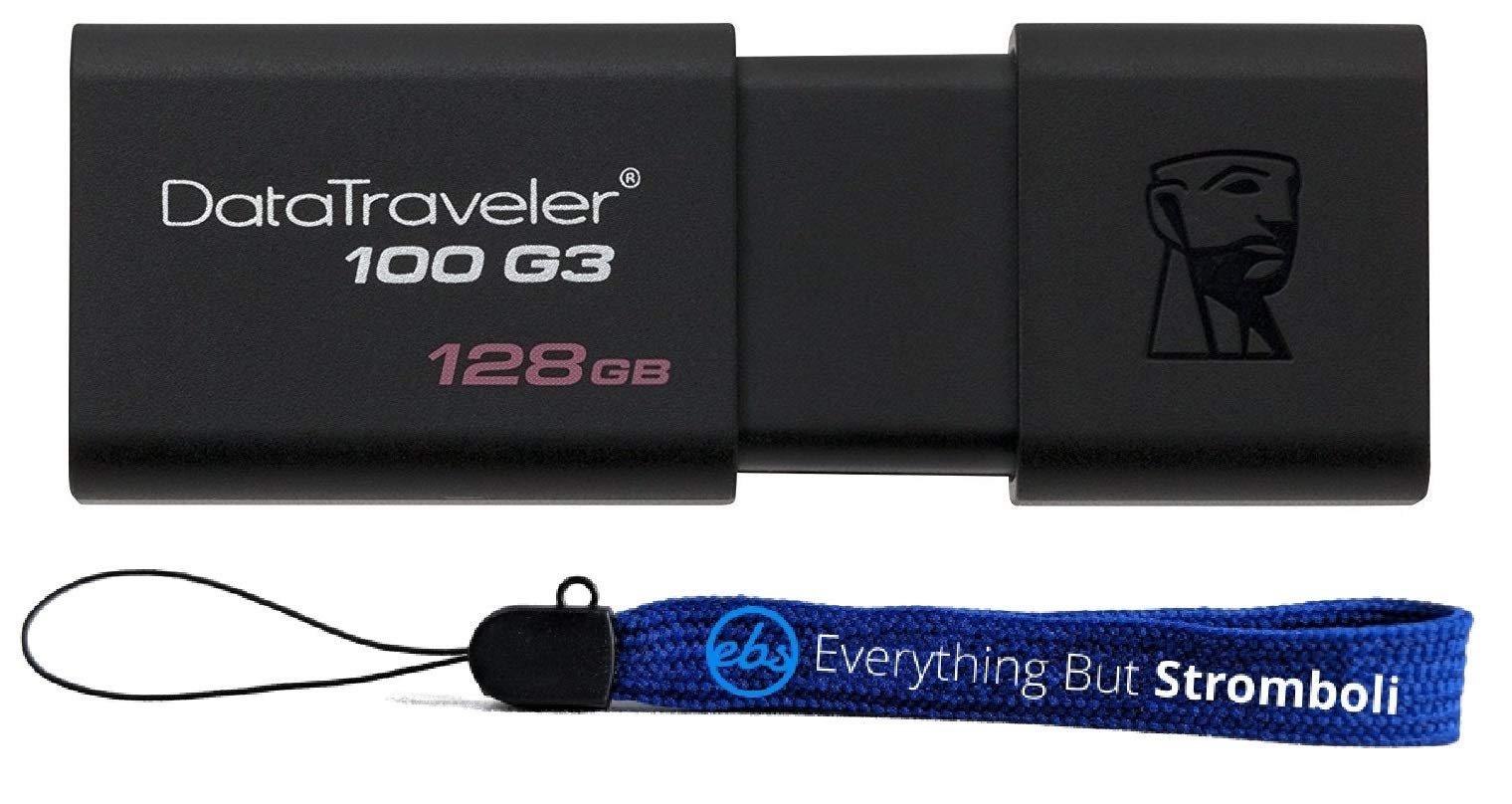 Kingston 128GB Digital Data Traveler DT100G3 3.0 USB High Speed Flash Drive (DT100G3/128GB) Plus (1) Everything But Stromboli (TM) Lanyard