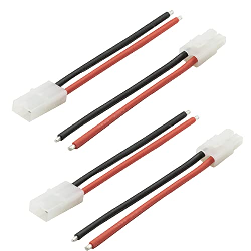 KiiMos 4Pcs Big Tamiya Plugs Male & Female DIY Cable, Tamiya Plug Soft Silicone Wire Cable for RC Airplane Quadcopter FPV Drone Lipo Battery ESC